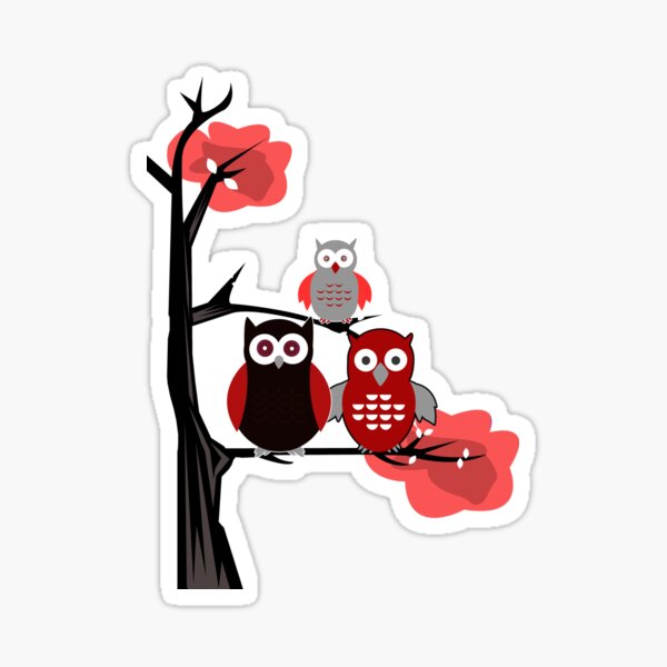 "Red Owls" Sticker for Sale by Adamzworld | Redbubble