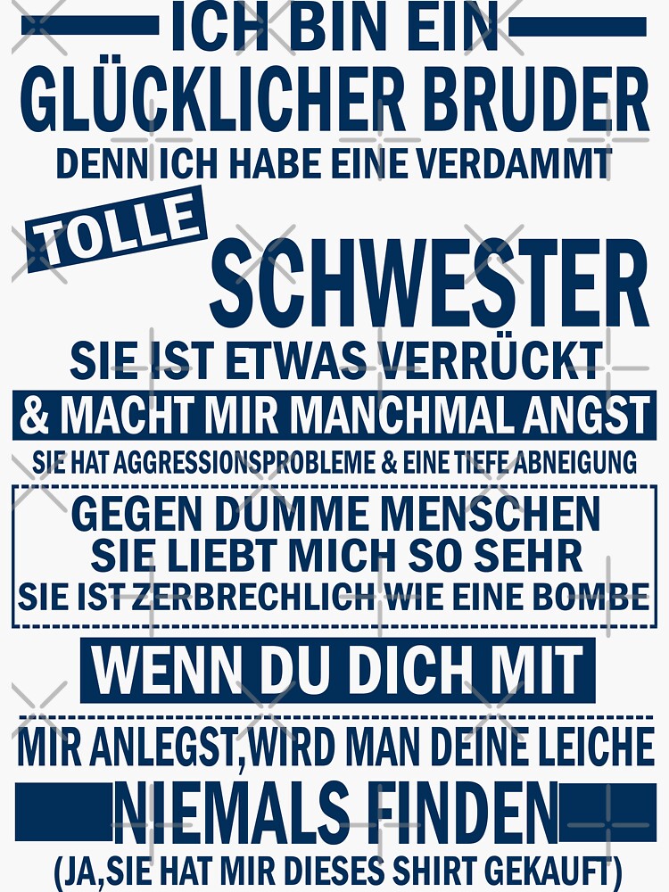 "ICH BIN EIN GLÜCKLICHER BRUDER" Sticker by mizan6491 | Redbubble