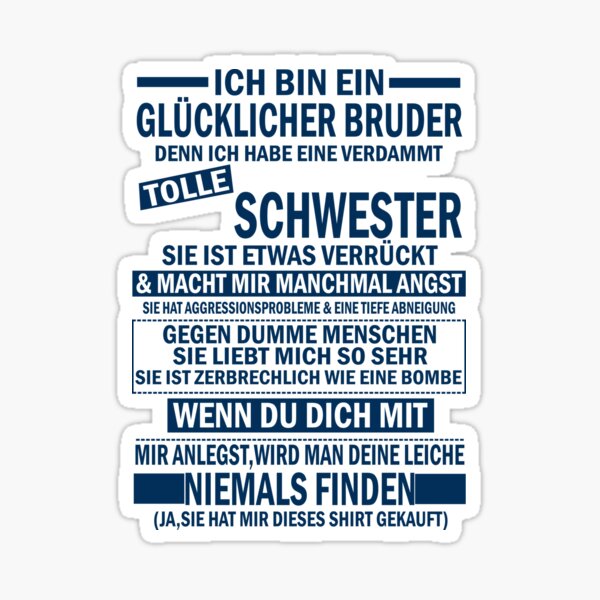 "ICH BIN EIN GLÜCKLICHER BRUDER" Sticker by mizan6491 | Redbubble