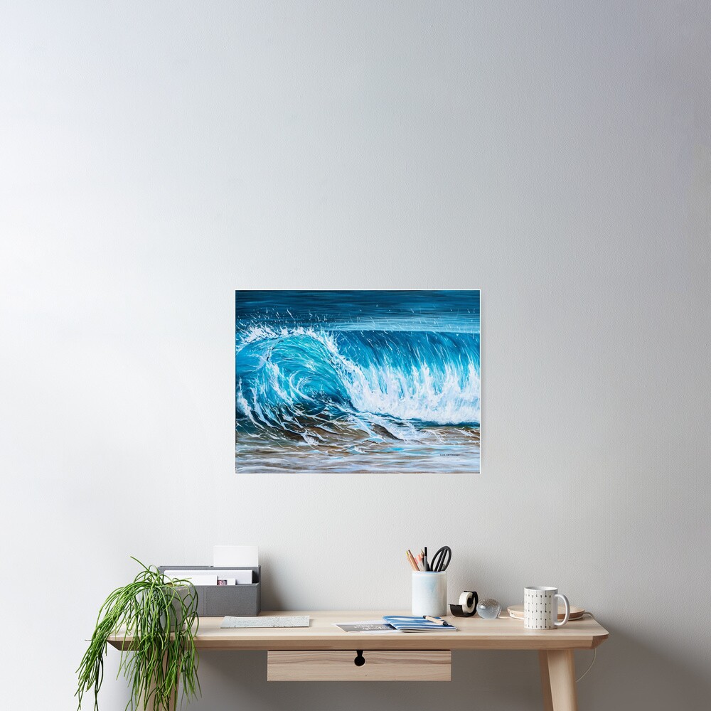 "Crashing Blue Ocean Wave Painting" Poster by TomCrittenden | Redbubble