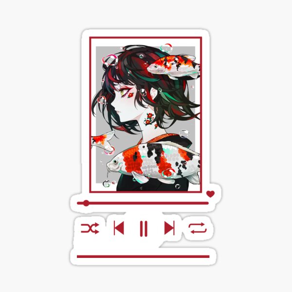 "Anime Girl Japanese Aesthetic anime Otaku Music player Theme" Sticker ...