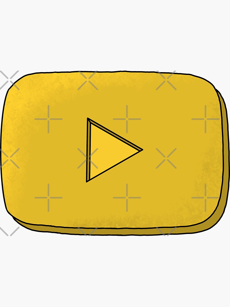 "Gold YouTube play button" Sticker for Sale by BlkBeardDesigns | Redbubble
