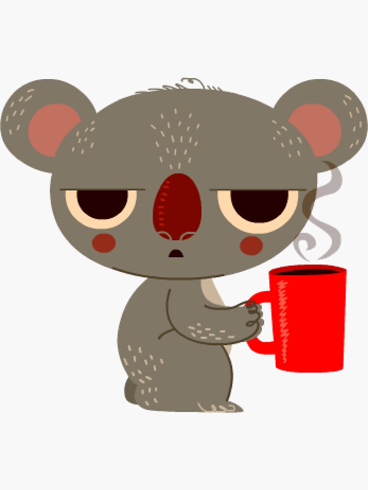 "angry koala drinking coffee" Sticker by rachaStore | Redbubble
