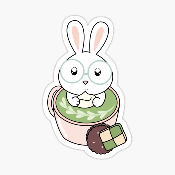 "Cute bunny in Matcha Latte" Sticker for Sale by cutebunbun | Redbubble