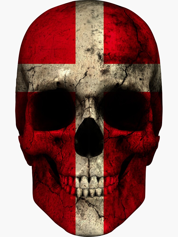 "Skull with Denmark Flag Skeleton Danish Roots " Sticker for Sale by stgtees | Redbubble