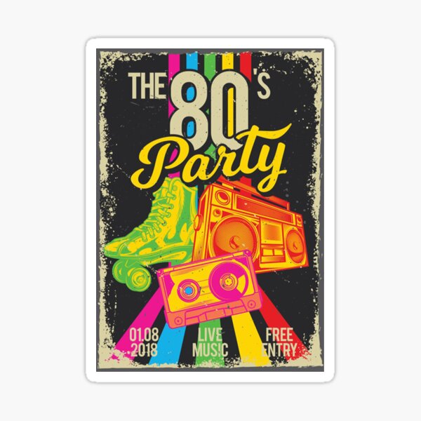 "Music and roller skates during an 80s party" Sticker for Sale by ...