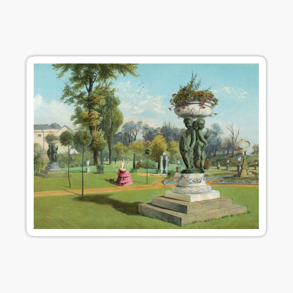 "Garden with a fountain - nature, landscape" Sticker by Callingsun ...