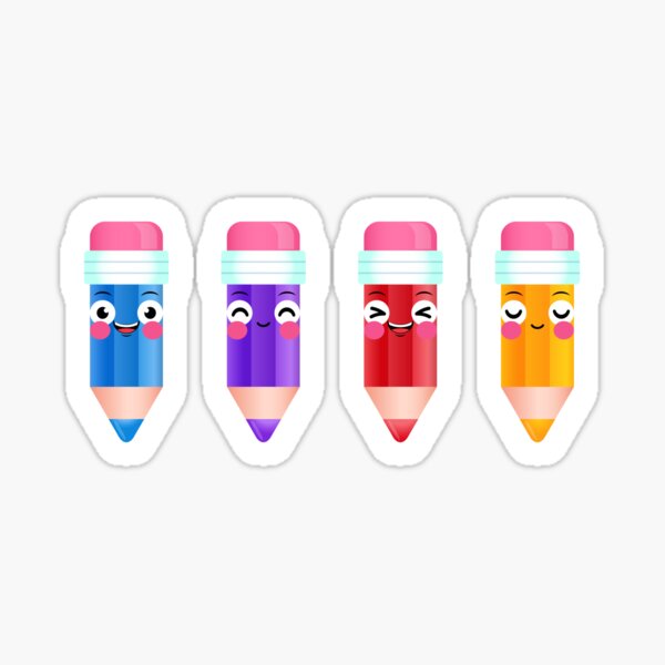 "Cartoon cute pencils sticker emoticon face" Sticker for Sale by ...