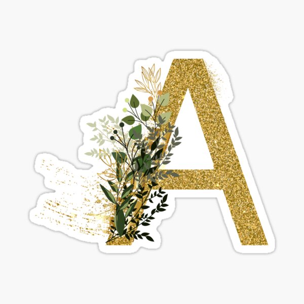 "Gold Glitter Letter A Monogram" Sticker by DesignBliss2021 | Redbubble