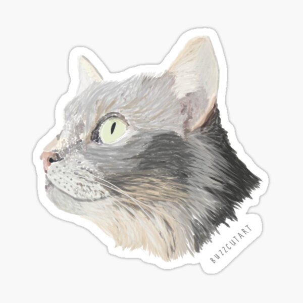 "Grey Cat" Sticker for Sale by buzzcutart | Redbubble