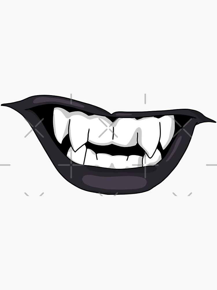 "Smiley Fang Grin Goth " Sticker by PopZarts | Redbubble