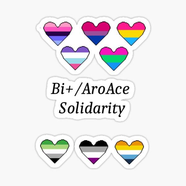 "Bi+/AroAce solidarity" Sticker for Sale by TeaM74 | Redbubble