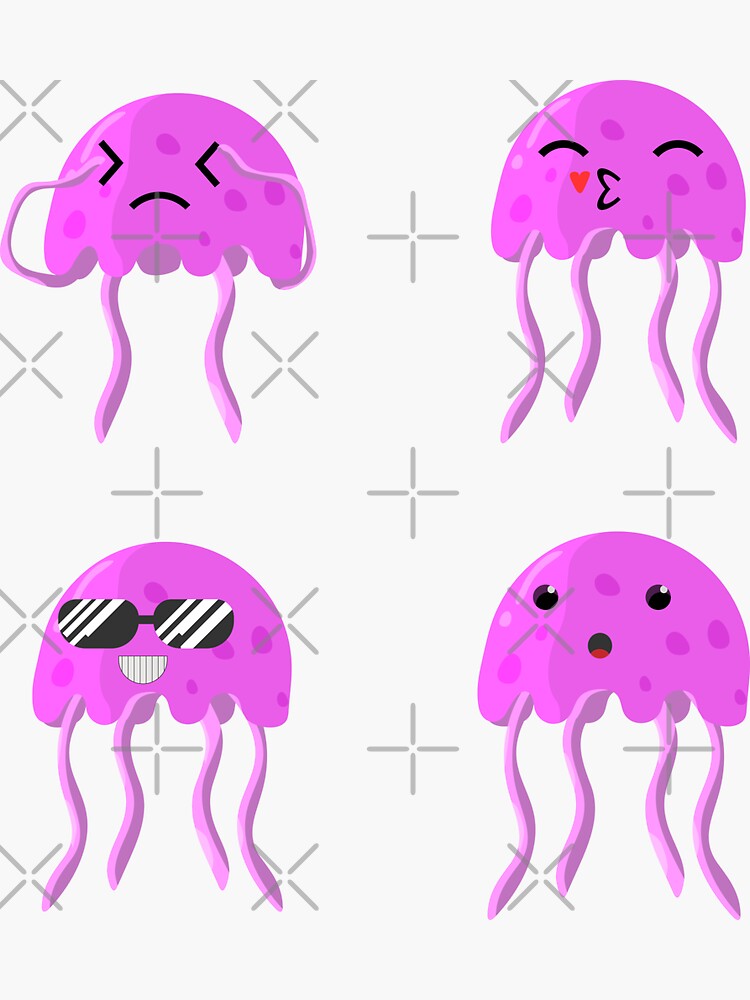 "Jellyfish Cute Emoticon pack" Sticker for Sale by 4SAID | Redbubble