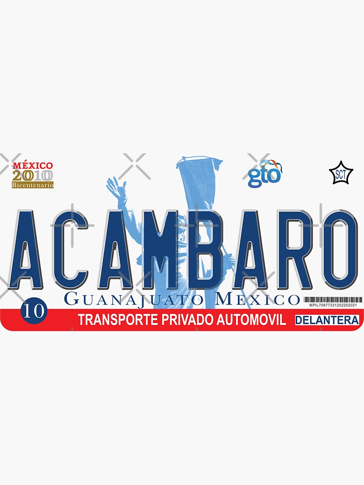 "Acambaro Guanajuato License Plate Design" Sticker for Sale by Ulises3 ...