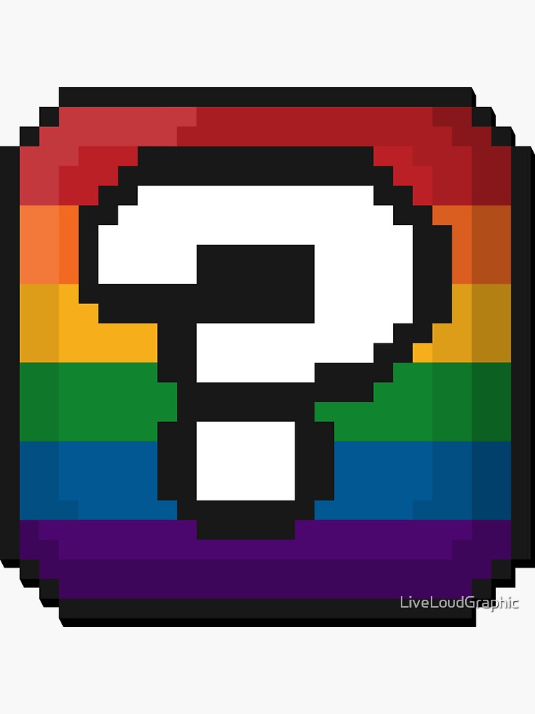 "Pixel Rainbow Question Mark Box" Sticker for Sale by LiveLoudGraphic ...