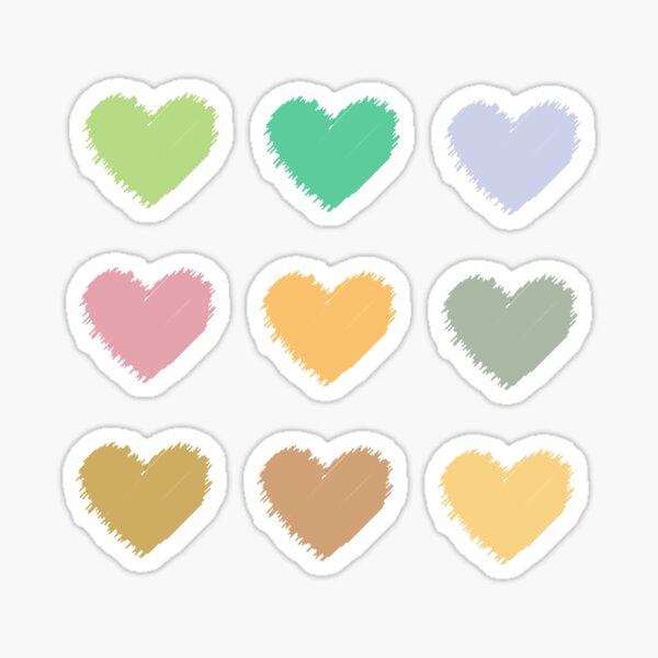 "PASTEL HEART SET" Sticker for Sale by fullbloom8 | Redbubble