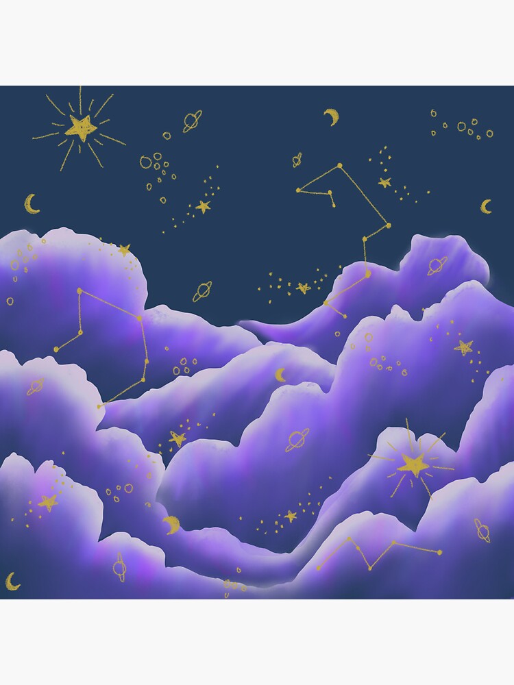 "Purple Clouds and Stars " Sticker by HayleyMeya | Redbubble