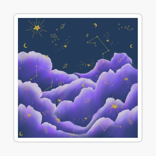 "Purple Clouds and Stars " Sticker by HayleyMeya | Redbubble