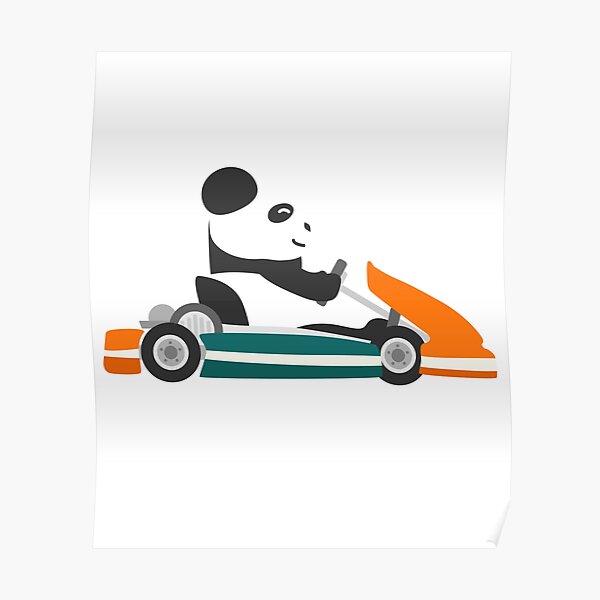 "Go-kart panda racing car panda bear" Poster for Sale by Mrkram | Redbubble