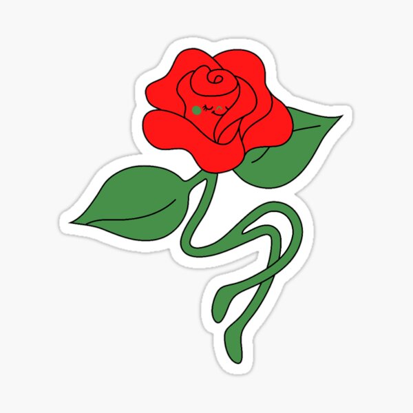 "Cartoon rose flower illustration" Sticker for Sale by DeveyCox | Redbubble