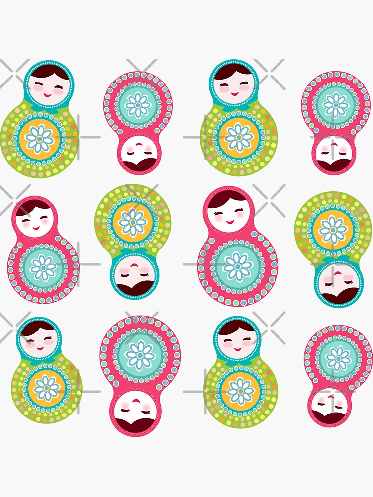 "Pink and green matryoshka on white background Russian dolls matryoshka ...