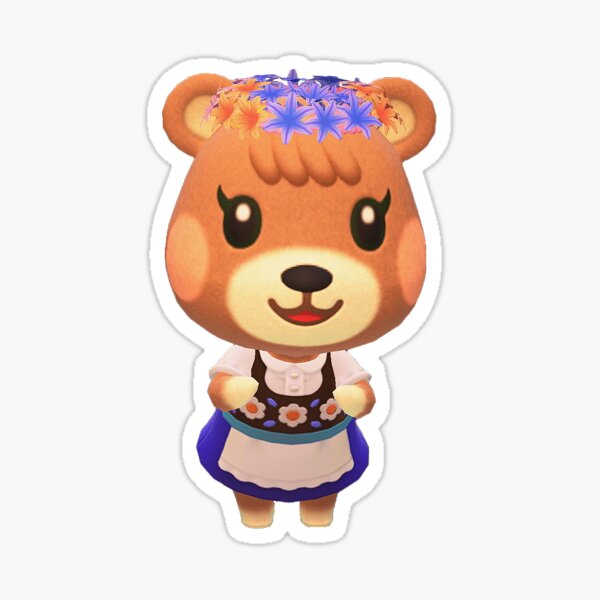 "ACNH Maple Bear in Blue Alpinist dress and Cool Hyacinth Crown with ...