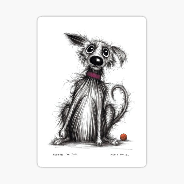 "Hector the dog" Sticker by KeithMillsArt | Redbubble