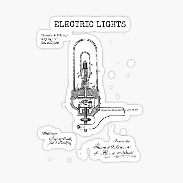 "Vintage Blueprint - Electric Lights by Thomas Edison" Sticker for Sale ...
