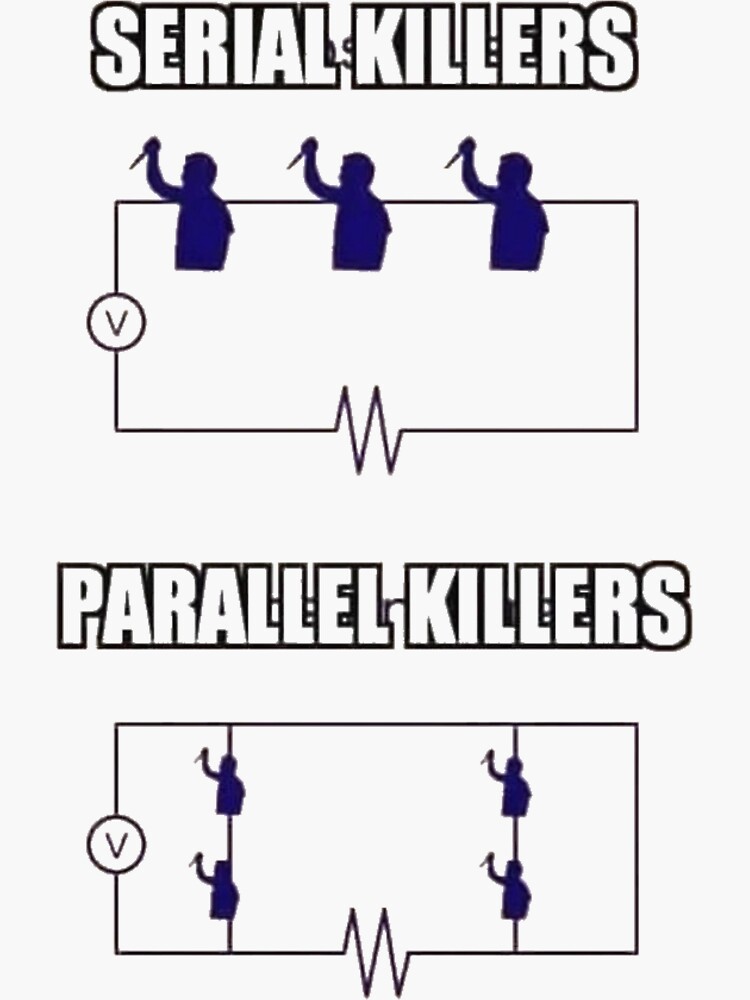 "serial killers vs parallel killers" Sticker for Sale by darpjoo ...
