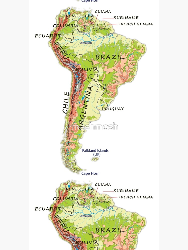Map With Major Rivers Of South America With Countries Labeled Maps Of