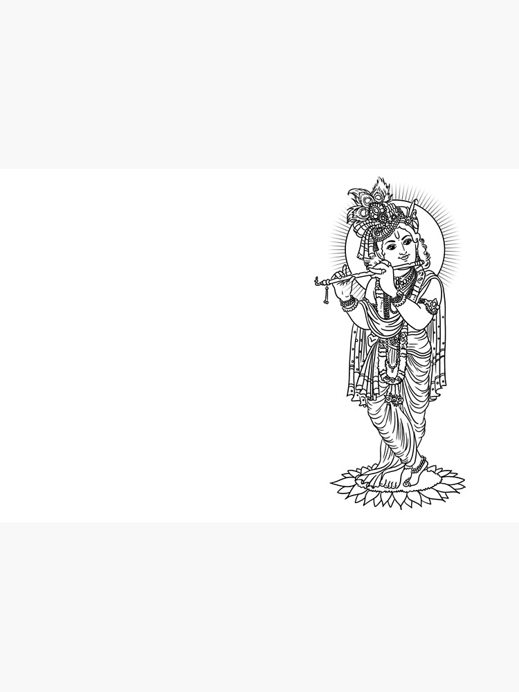 "Hindu God Krishna line drawing vector illustration, vishnu, asian ...