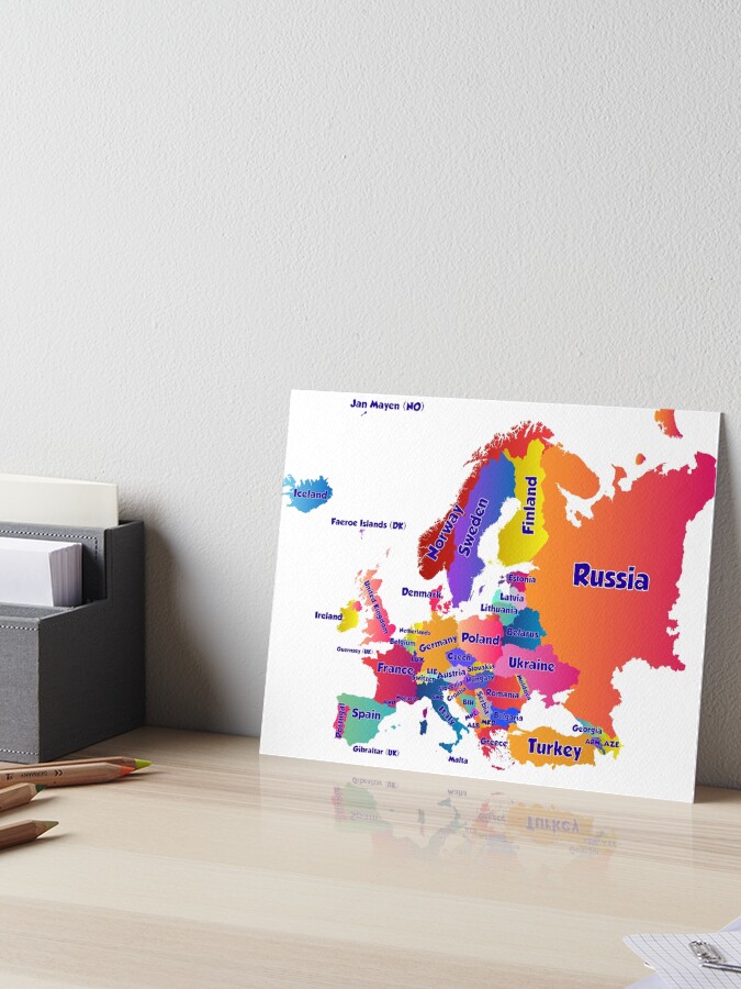 "Political map of Europe borders and country names" Art Board Print for ...