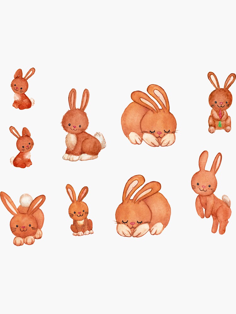 "Rabbits collection stickers" Sticker by Magora | Redbubble