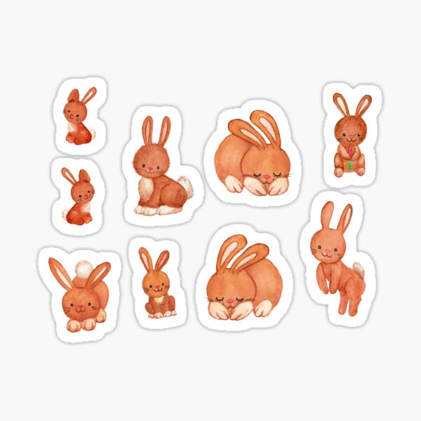 "Rabbits collection stickers" Sticker by Magora | Redbubble