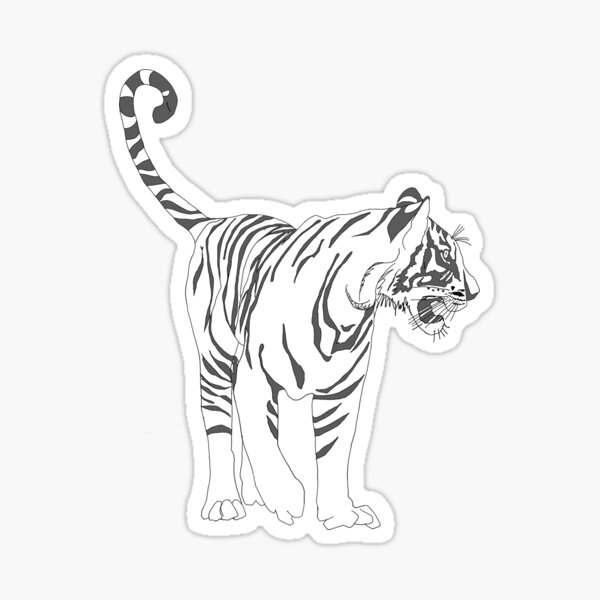 "Tiger Line Art" Sticker for Sale by Arkneer | Redbubble