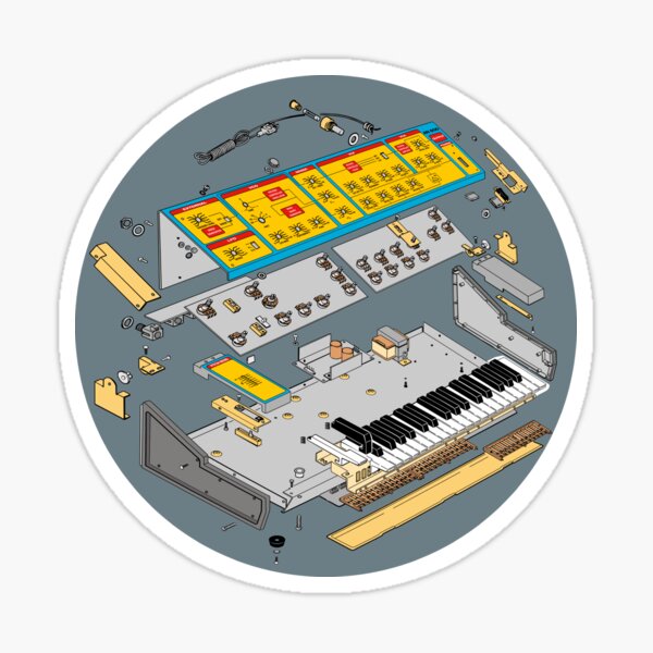 "Analog synthesizer exploded view" Sticker for Sale by nukem-empire ...