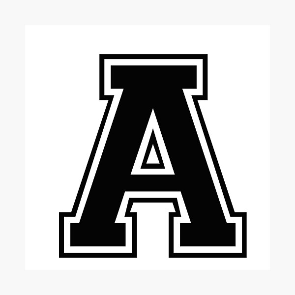Lámina fotográfica «Letra - A (negro)» de Alphaletters | Redbubble
