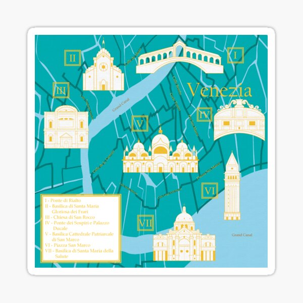 "Venezia map" Sticker by MarinaCapellan | Redbubble