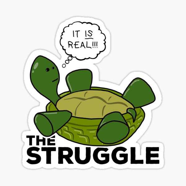 "Cute Depressed Cartoon Obese Turtle On Back Talking About The Struggle ...