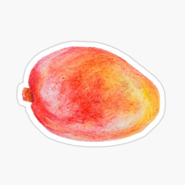 "Mango colored pencil art drawing" Sticker by Okashimai | Redbubble