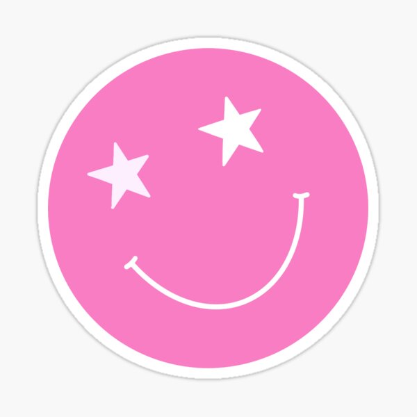 "Pink star smiley" Sticker for Sale by lildesignss | Redbubble
