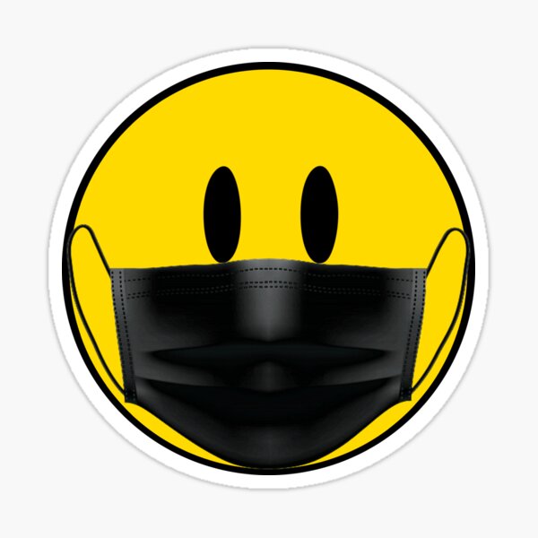 "Smiling Under Black Mask | Happy Face | " Sticker for Sale by ...