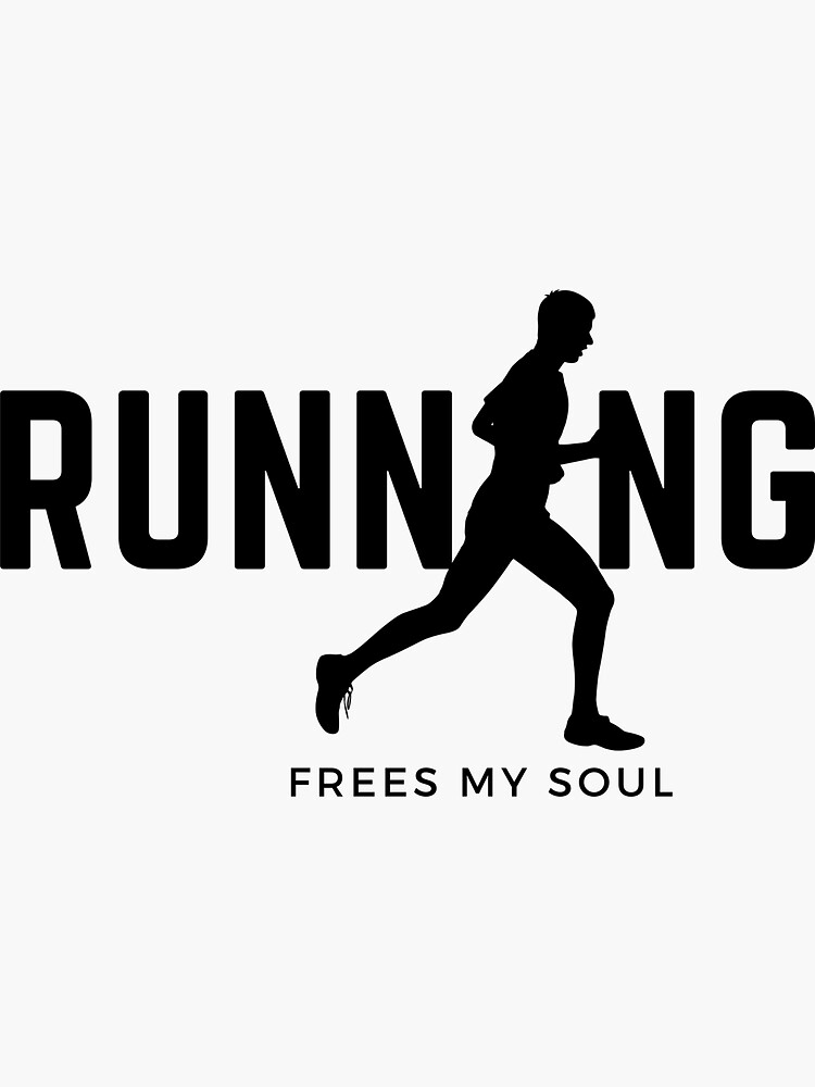 "Running Frees My Soul - White" Sticker for Sale by line-art-design ...