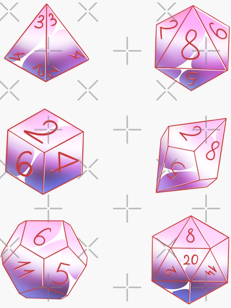 "Pastel gender fluid dice set" Sticker for Sale by Itsacuteart | Redbubble