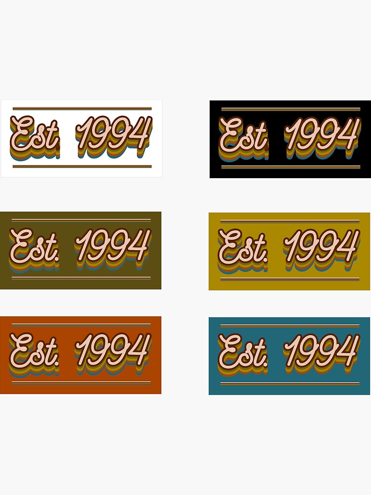 "Est. 1994 Apparel" Sticker for Sale by DollarsToDonuts | Redbubble