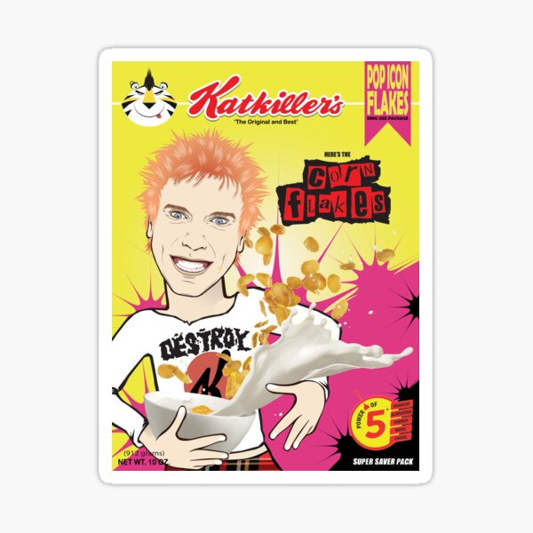 "DESTROY - HERE'S THE CORN FLAKES" Sticker for Sale by katkillertoys ...