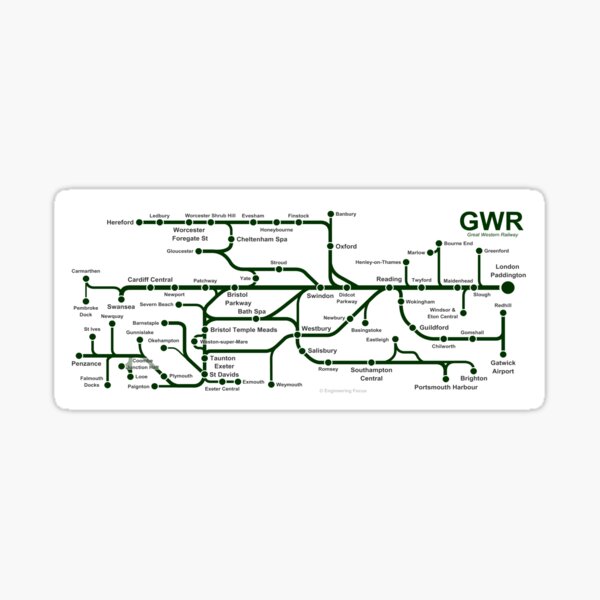 "Great Western Railway network map" Sticker by EngPhotography | Redbubble