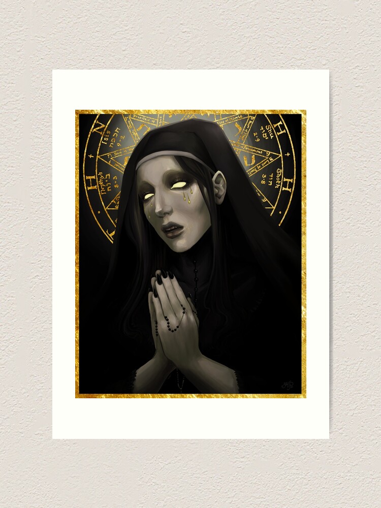 "Devotion - Occult Nun with Demonic Sigil Halo" Art Print for Sale by ...