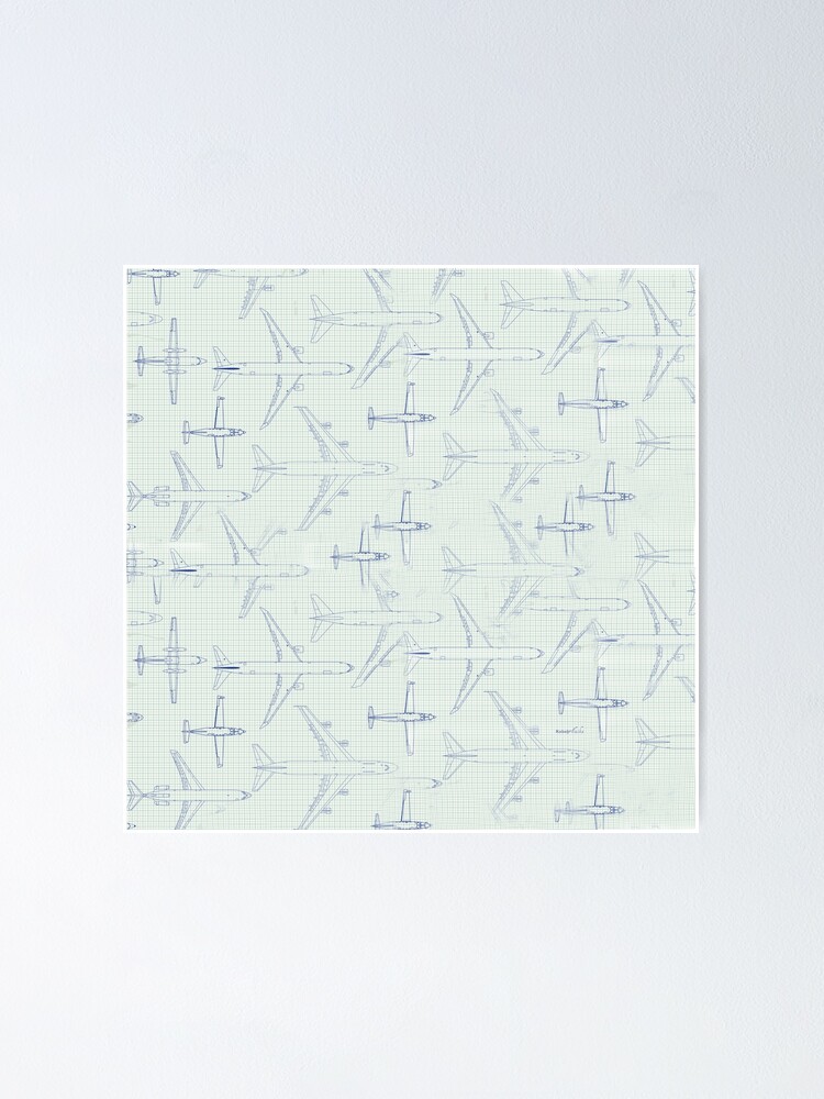 "Kobeh Alaska Aviation Line Art on Drafting Paper Blueline Sketch ...