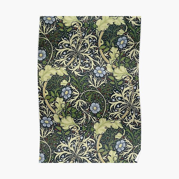 "William Morris Vintage Floral Seaweed Vector Digital Painting" Poster ...